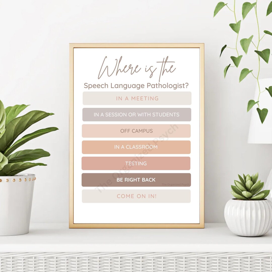 Where is the Speech Language Pathologist Door Sign, Speech Therapy Room ...