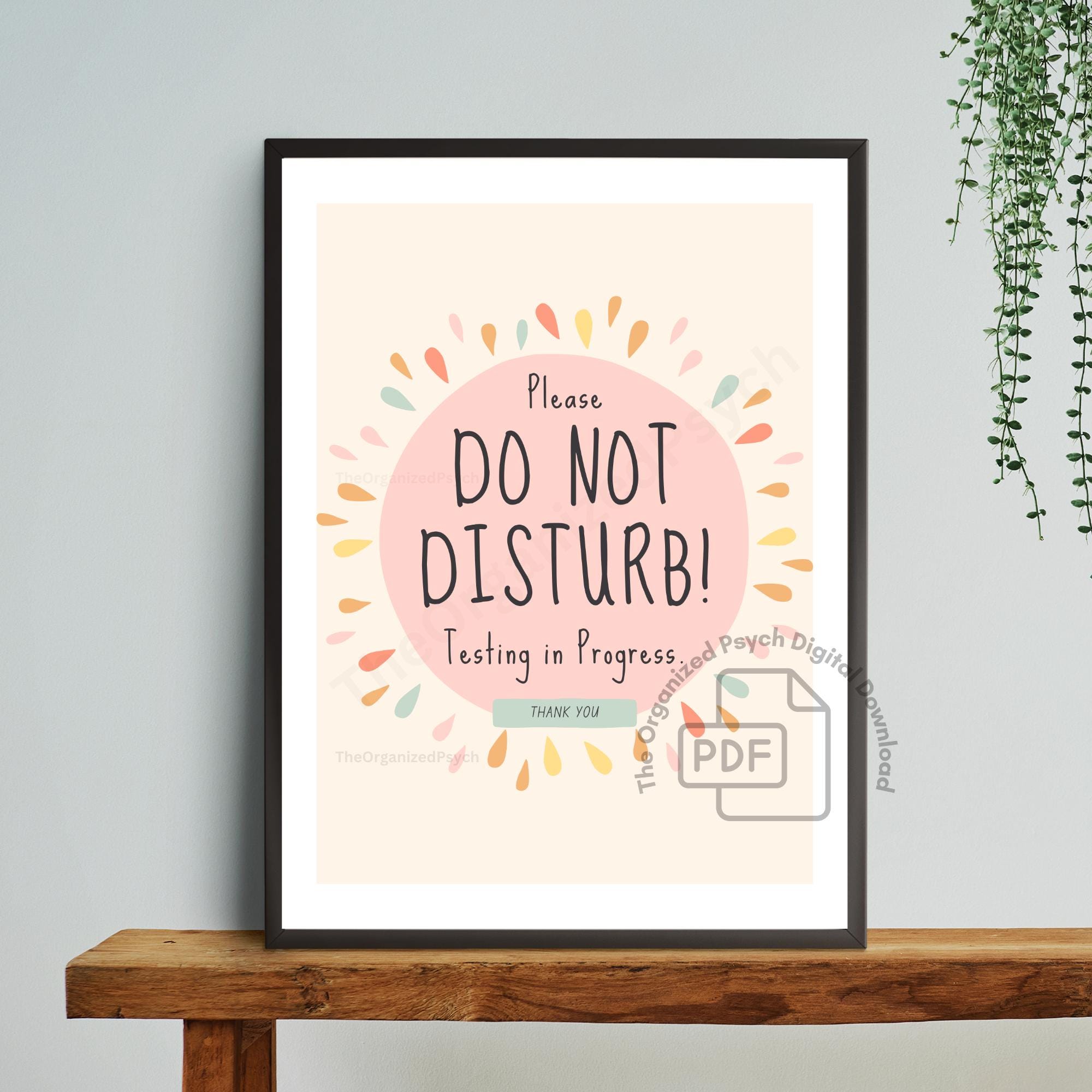 Do Not Disturb Door Sign, Testing in Progress Sign, SPED Testing Sign ...