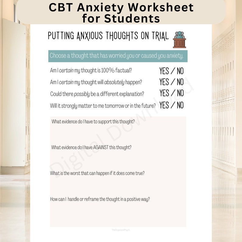 Cognitive Distortion Anxiety CBT Worksheet for Children Adolescents ...