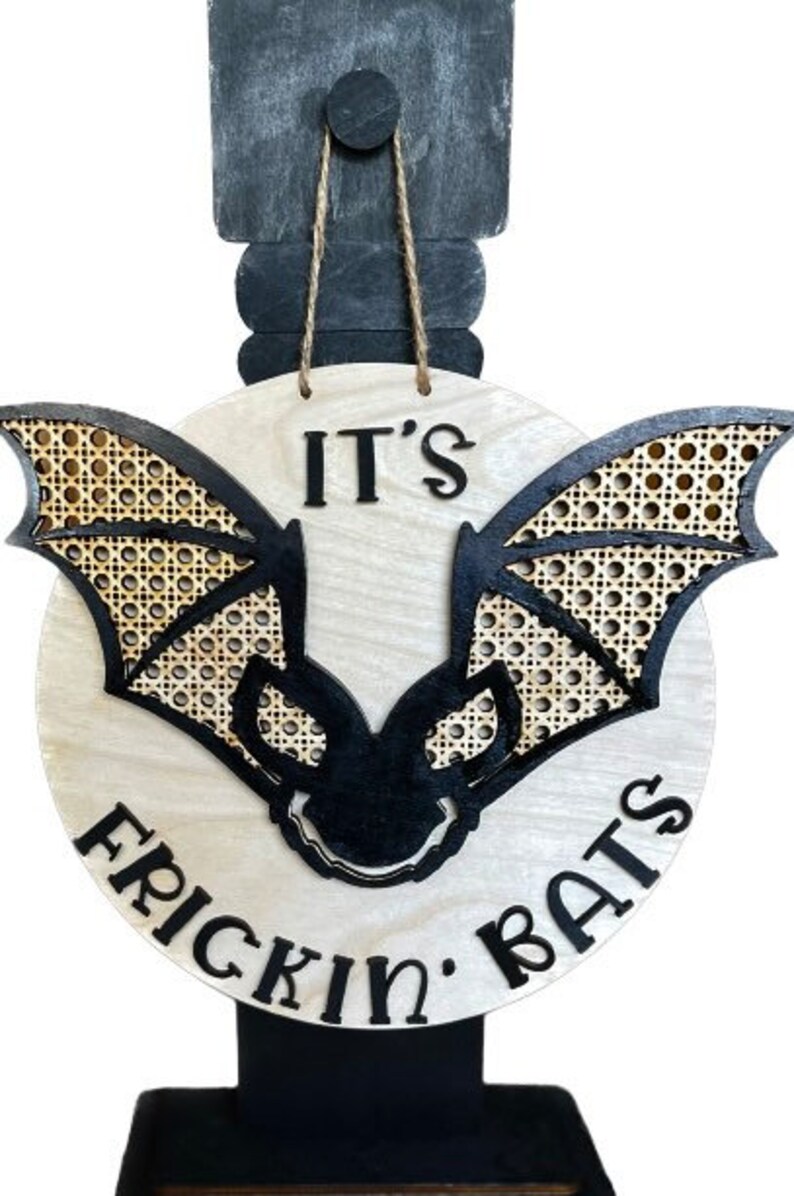 Its Frickin Bats Wooden Rattan Sign Halloween Decor Wall - Etsy