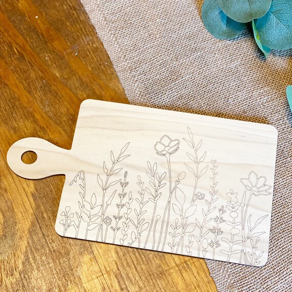 Wildflower Engraved Cutting Board Personal Charcuterie Board | Etsy