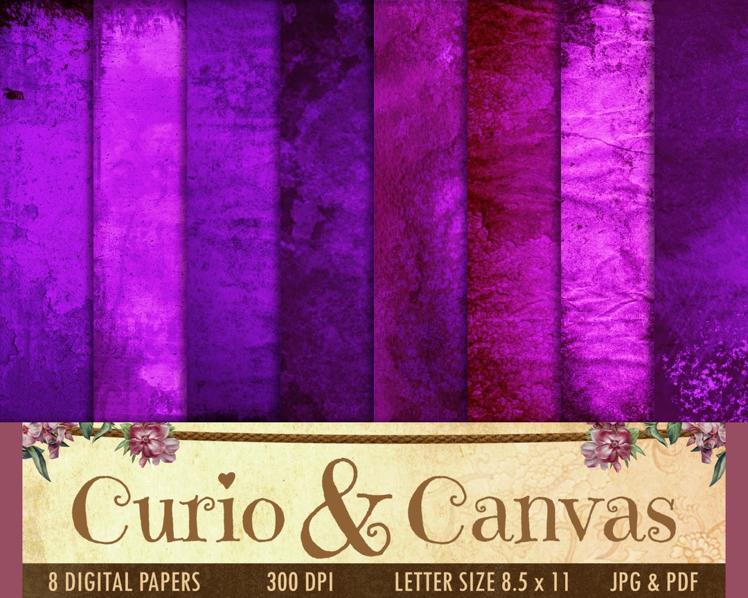 Dark Royal Purple Grunge Papers, Printable Paper Pack 8.5x11 Inch ...