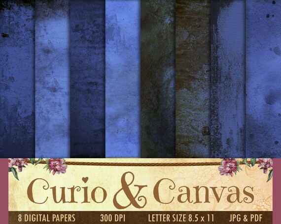 Royal Dark Blue Grunge Papers Printable Paper Pack 8.5x11 | Etsy