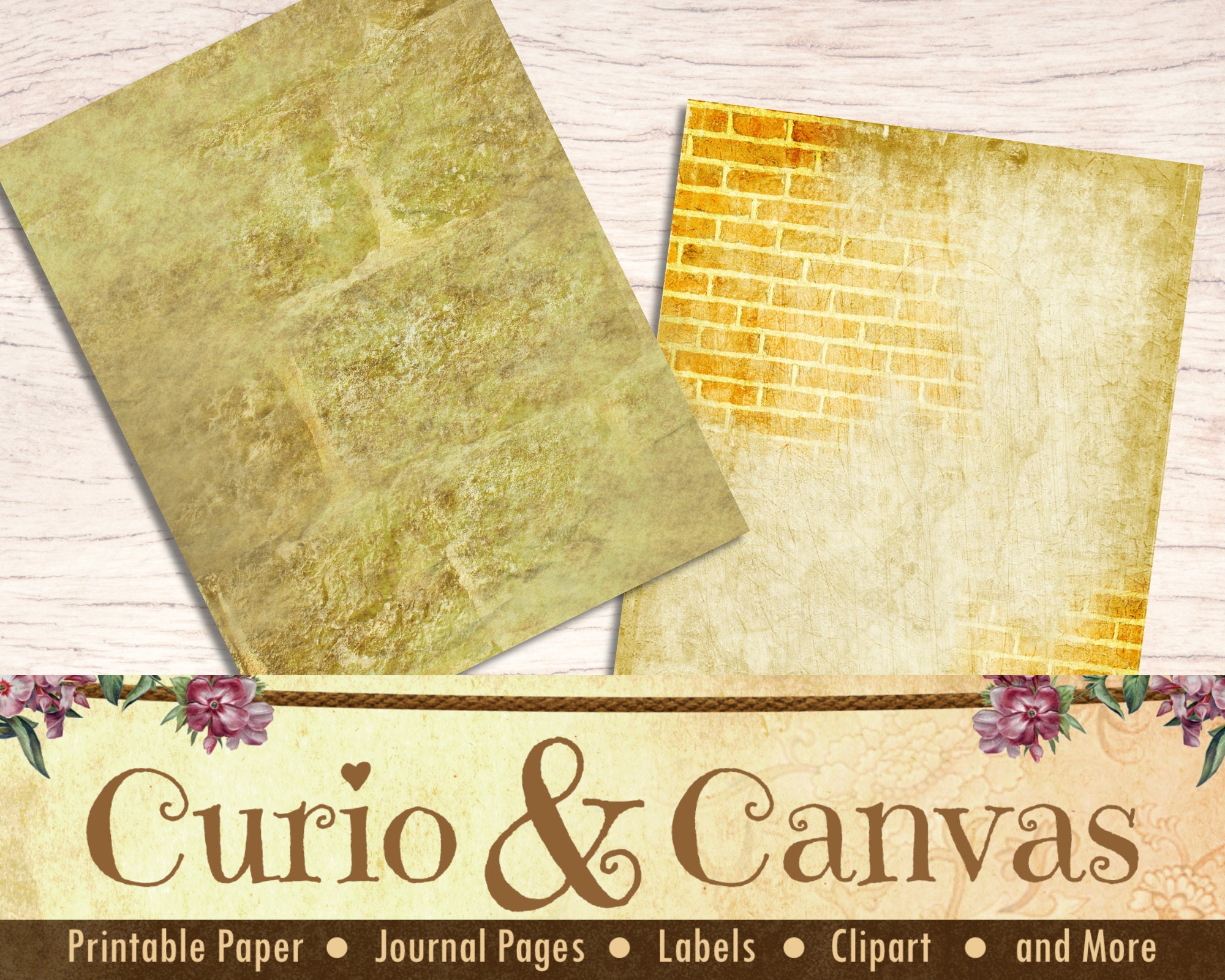Distressed Brick Wall Backdrop Printable Digital Paper Pack 8.5x11 Inch ...