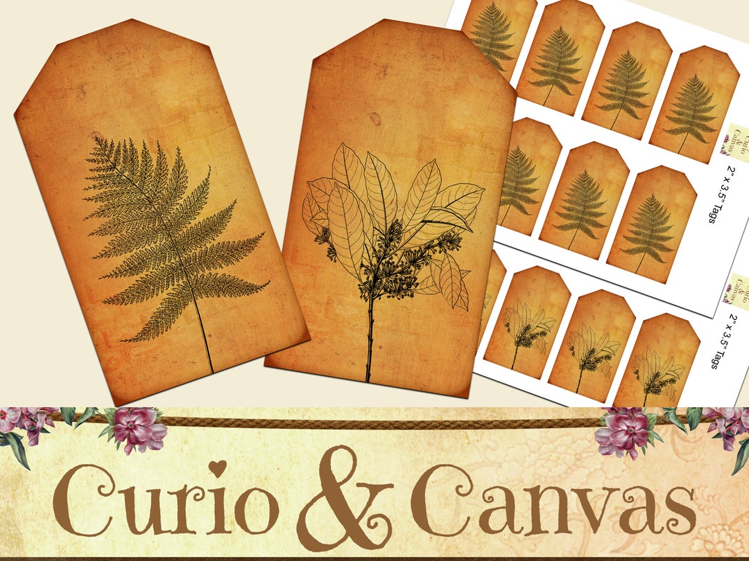 Vintage Fern Leaves Labels Ephemera 2"x3.5" Printable Leaf Label Sheets ...