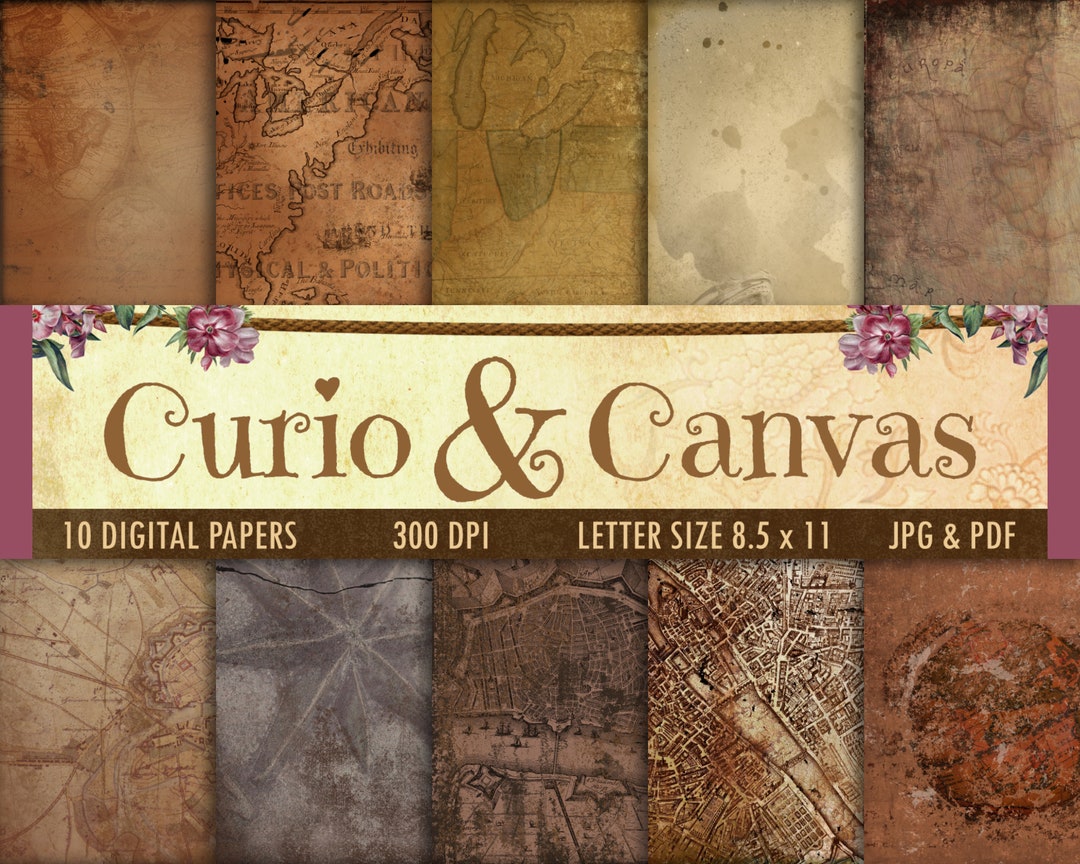 Antique Decorative Map Digital Paper Pack, Printable World Maps 8.5x11 ...