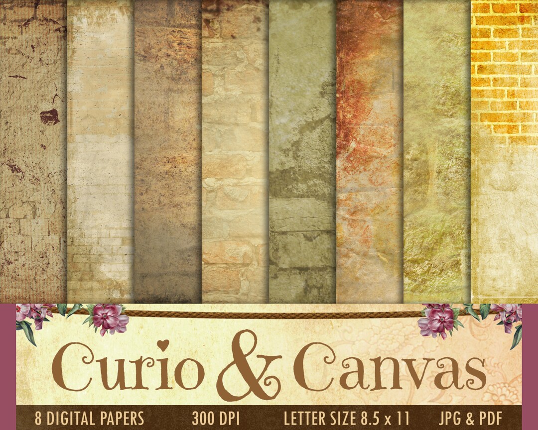 Distressed Brick Wall Backdrop Printable Digital Paper Pack 8.5x11 Inch ...