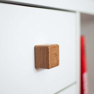 Square Solid Oak Wood Knobs for Dresser, Drawer Wood Knobs, Solid Wood Knobs for Cabinets, Mid ...