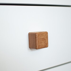 Square Solid Oak Wood Knobs for Dresser, Drawer Wood Knobs, Solid Wood Knobs for Cabinets, Mid ...