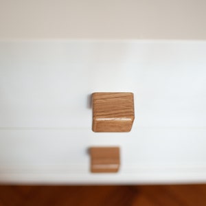 Square Solid Oak Wood Knobs for Dresser, Drawer Wood Knobs, Solid Wood Knobs for Cabinets, Mid ...