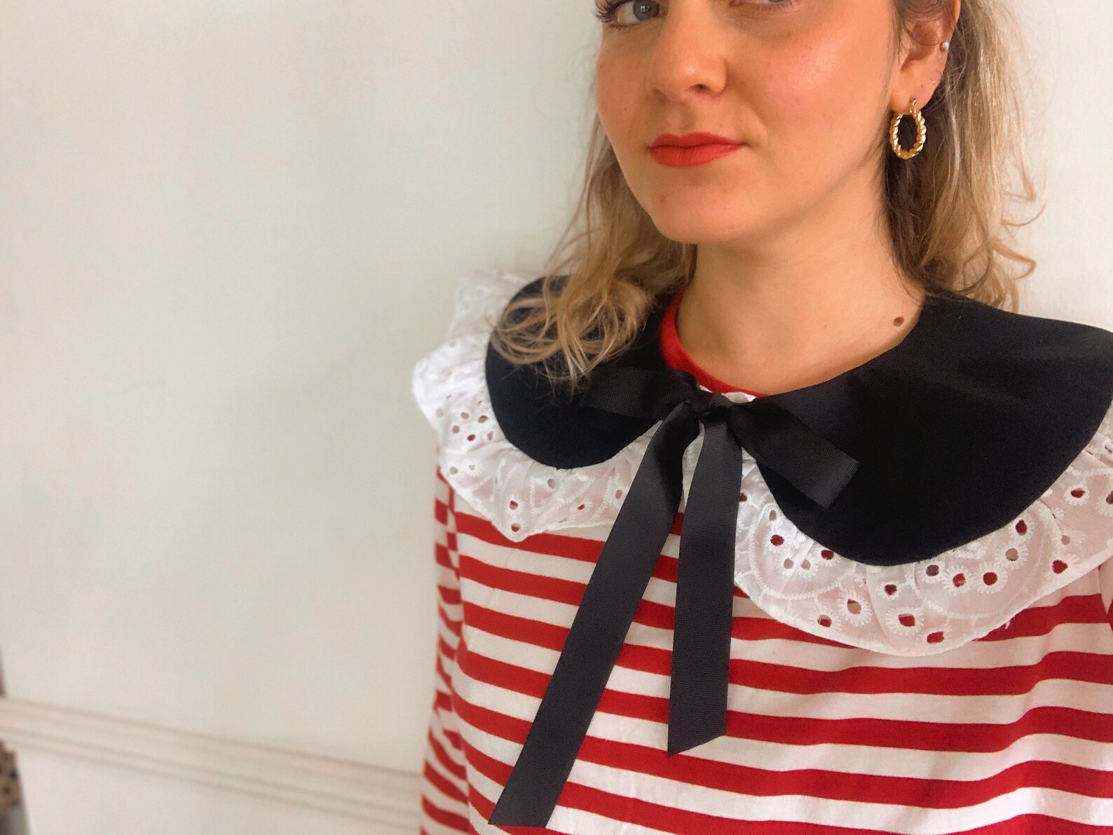 Detachable Frill Collar With Grosgrain Tie and Broderie Anglaise Frill ...