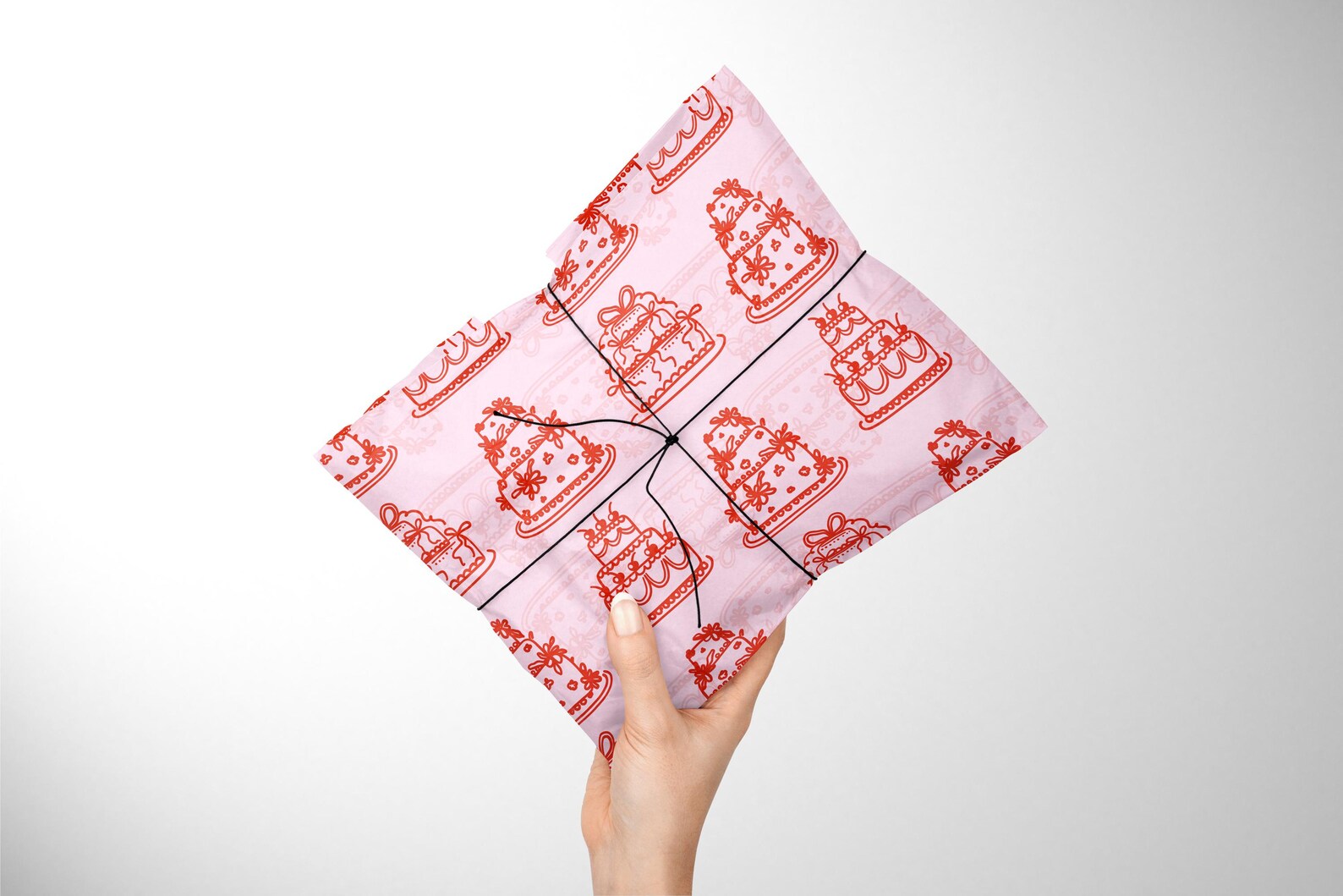 Hot PINK Tissue Paper, Cake Design Champagne Flutes Gift Wrapping Paper ...