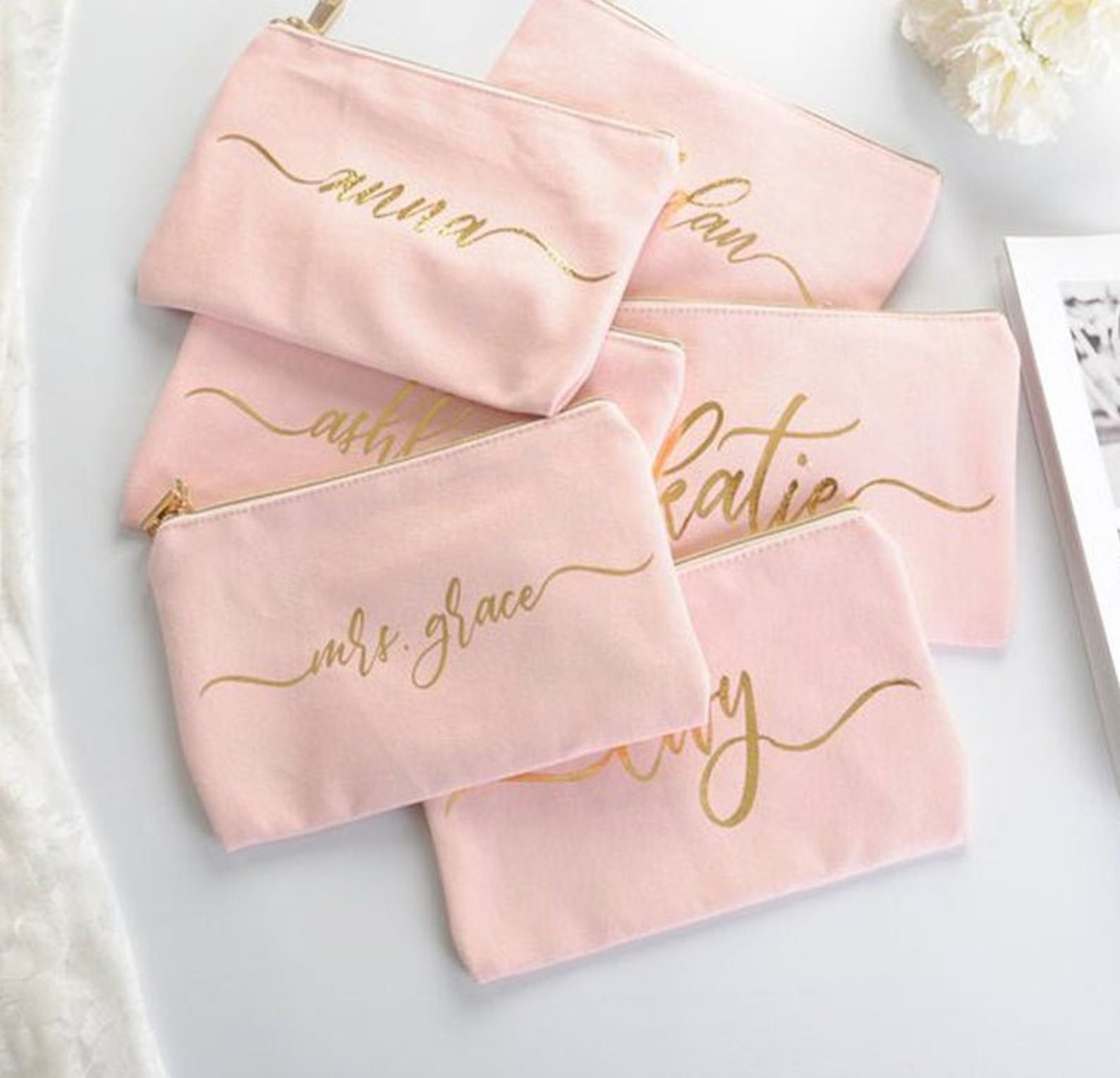 Personalized Pink Makeup Bag Cosmetic Bag Custom Name - Etsy