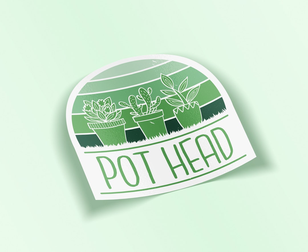 Pot Head Bumper Sticker Funny Garden Sticker Cute Car Window Vinyl ...