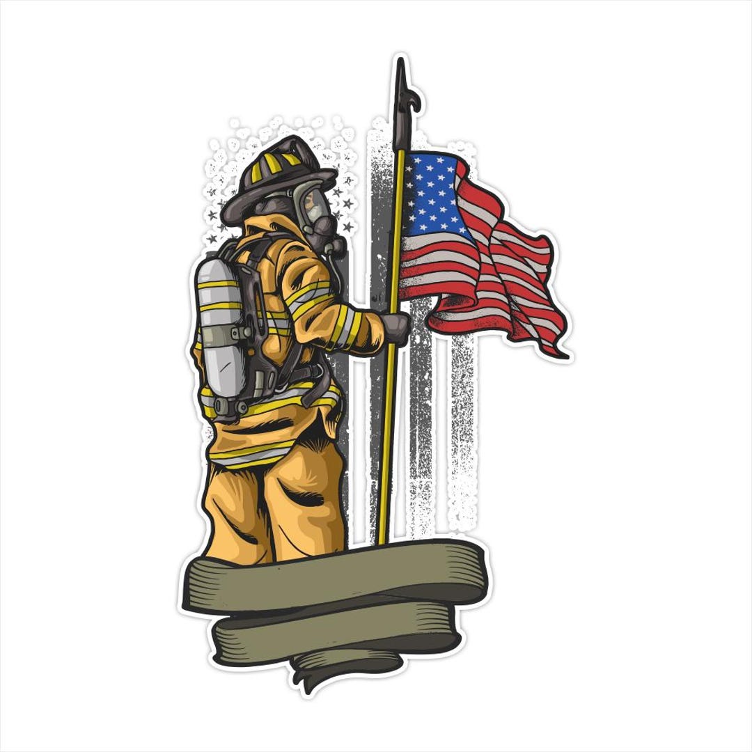 American Flag Thin Red Line Firefighter Bumper Sticker First Responder ...