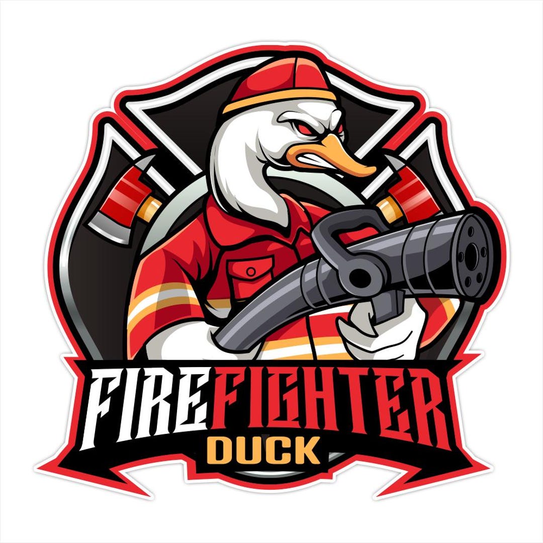 Firefighter Duck Flag Thin Red Line Firefighter Bumper Sticker First ...