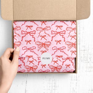 Hot PINK Bows Tissue Paper, Ribbons Gift Wrapping Paper, Cute Tissue ...