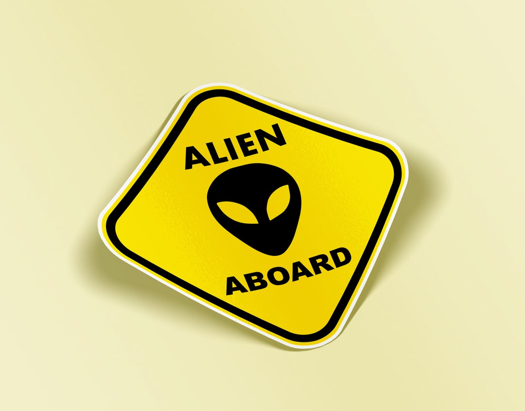 Alien Aboard Bumper Sticker Area 51 Car Window Vinyl UFO Decal Stickers ...