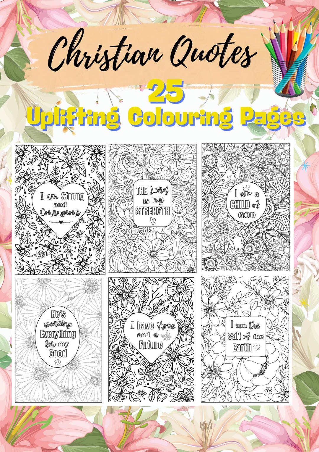 Uplifting Quotes- Christian Bible Inspired Colouring In- Fun and ...
