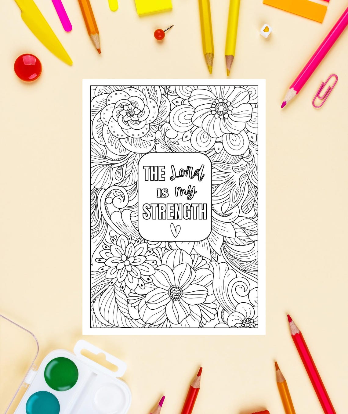 The Lord is My Strength Colouring- Christian Bible Colouring in ...