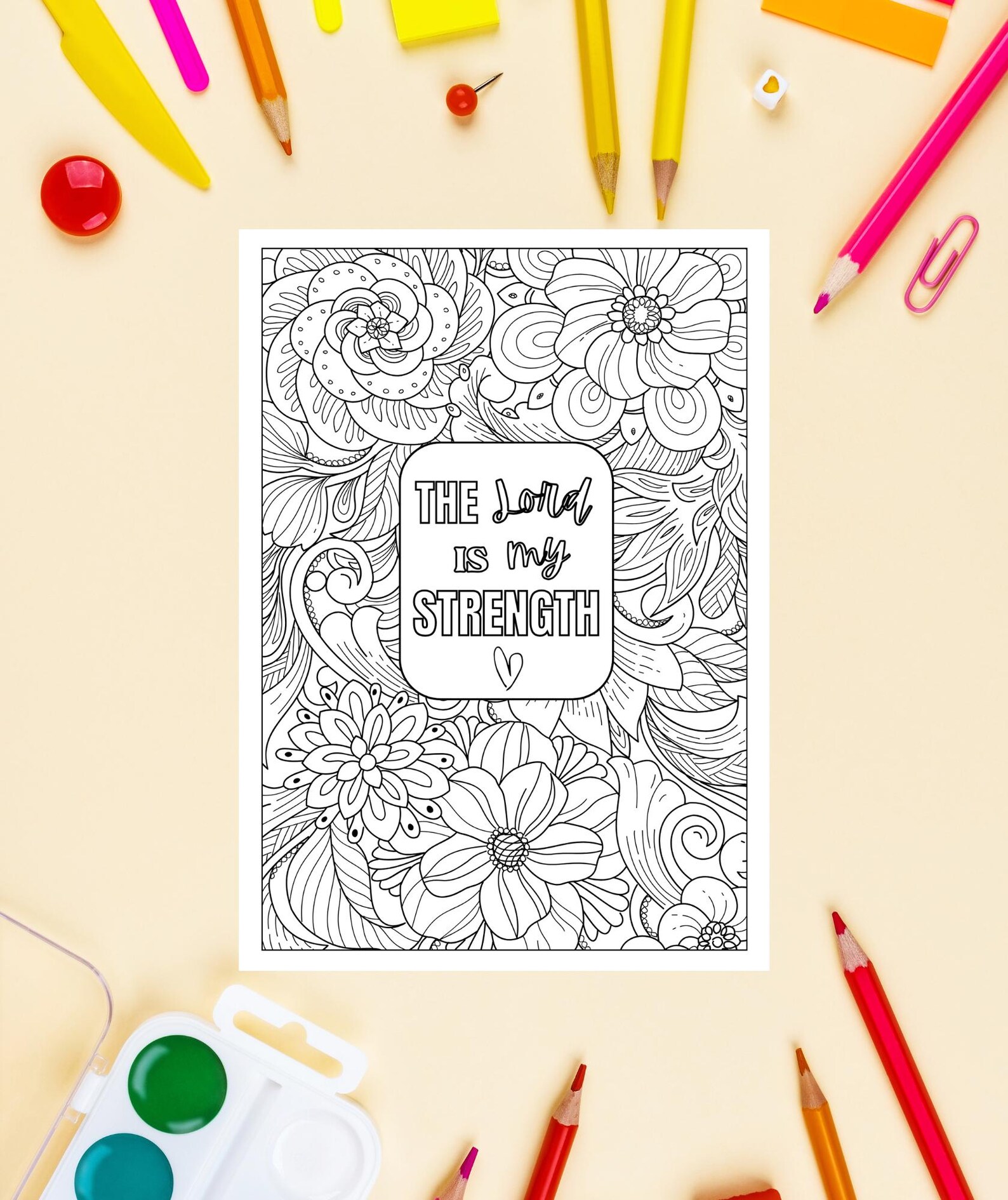 The Lord is My Strength Colouring- Christian Bible Colouring in ...