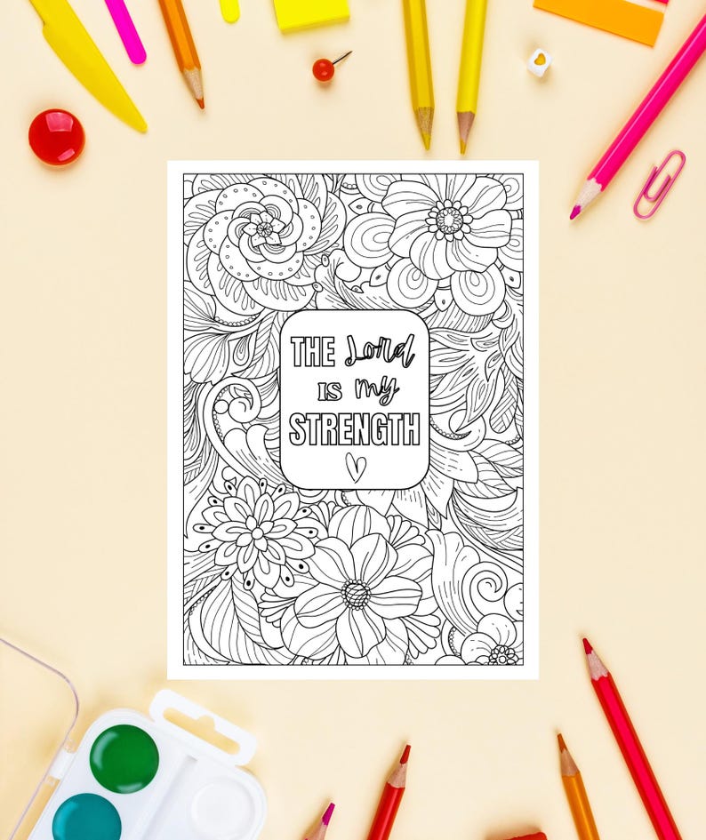 The Lord is My Strength Colouring- Christian Bible Colouring in ...