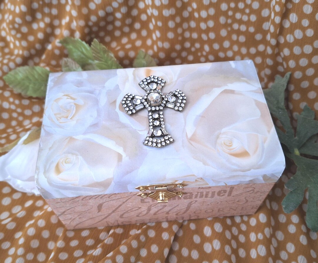 Rose Decor Prayer Box, Keepsake Box, Treasure Chest, Wooden Box With ...