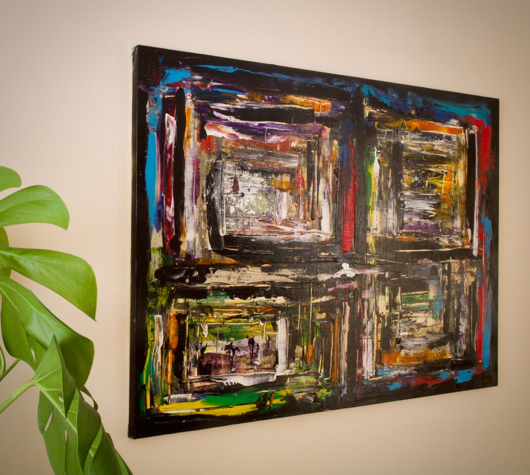 Large Original Dark Acrylic Paining - Through the Window - Etsy
