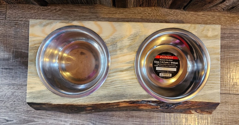 Live Edge Dog Bowl Stand - Small - Etsy