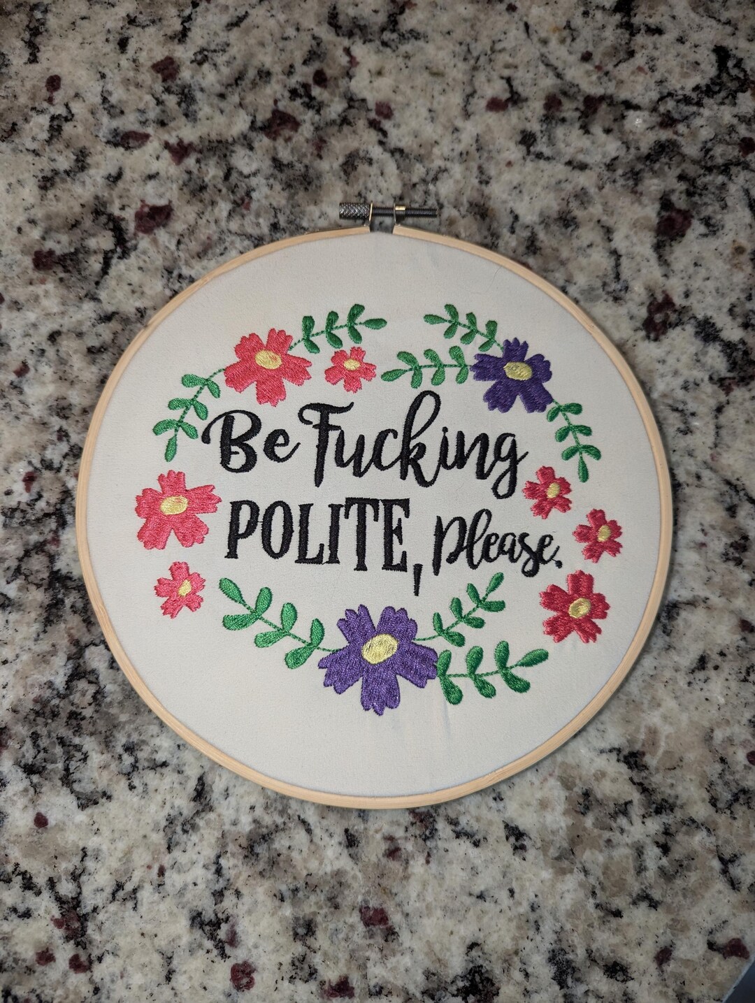 Be F Polite Please Embroidered Wall Hanger - Etsy
