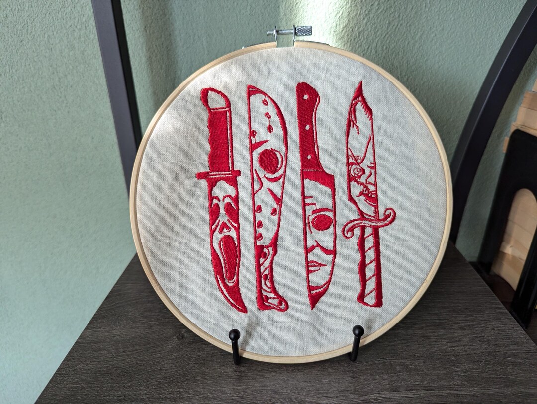 Scary Movie Villain Knives Embroidered Halloween Wall Hanger - Etsy
