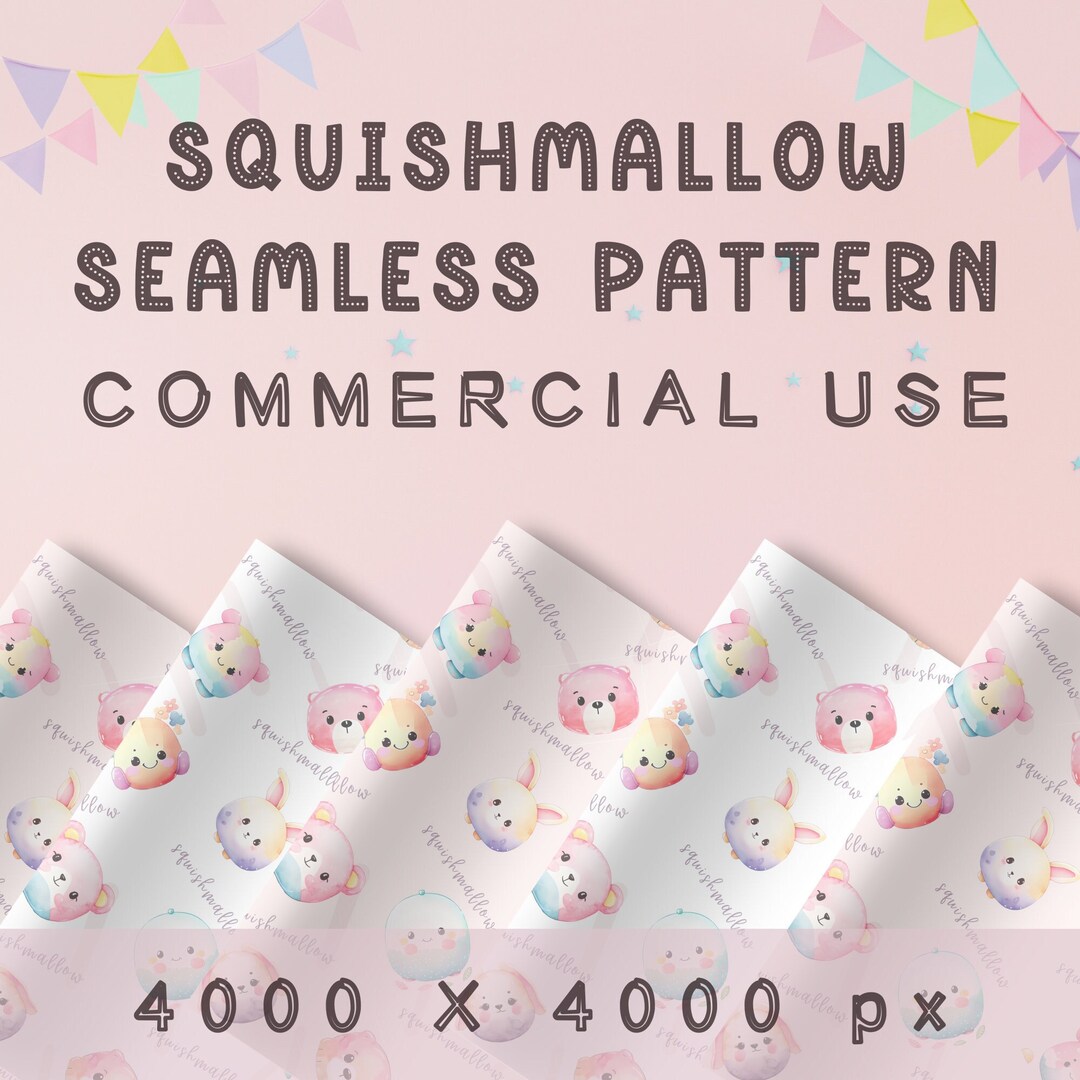 Seamless Squishmallow Pattern PNG, 4000x4000 High-res Digital Download ...