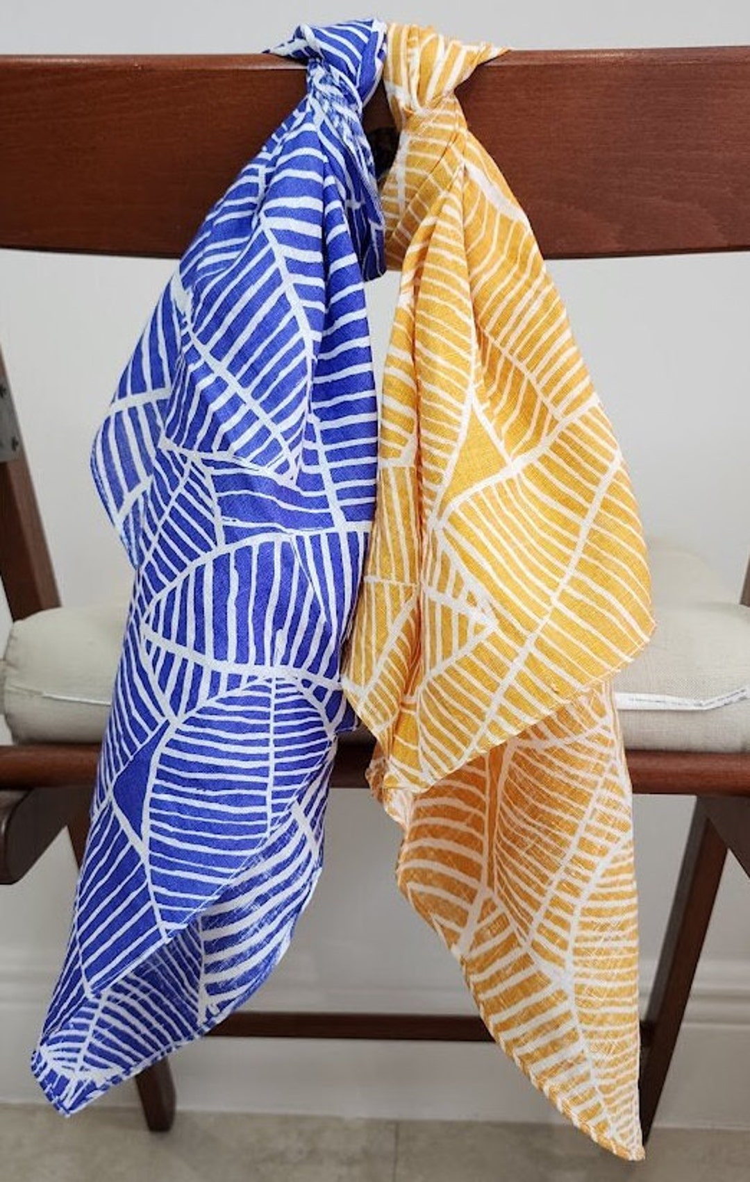 Linen Bandana With Leaves Print, 21