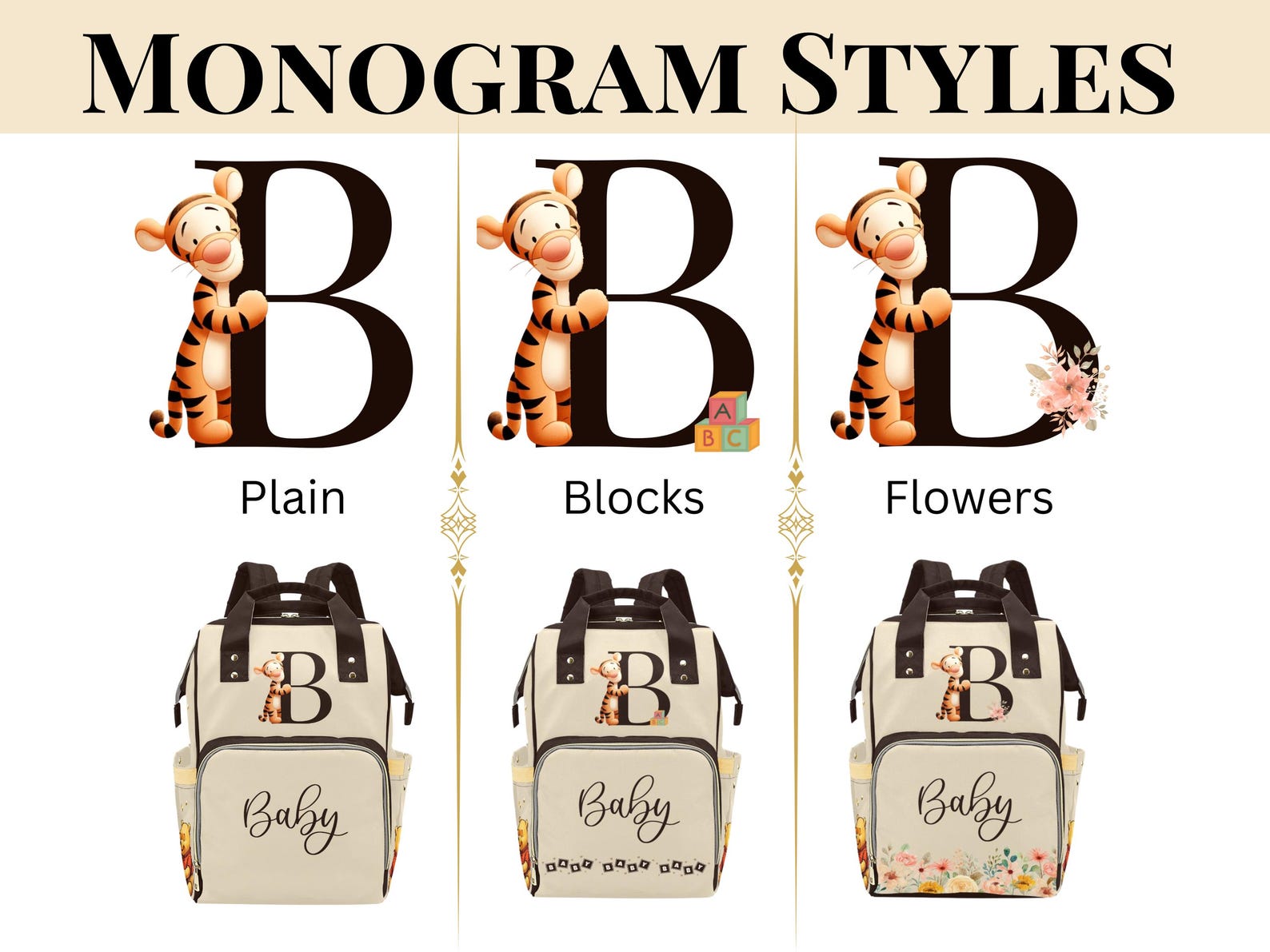 Personalized Diaper Bag Tigger Monogram Pooh Bear Diaper Bag Backpack ...