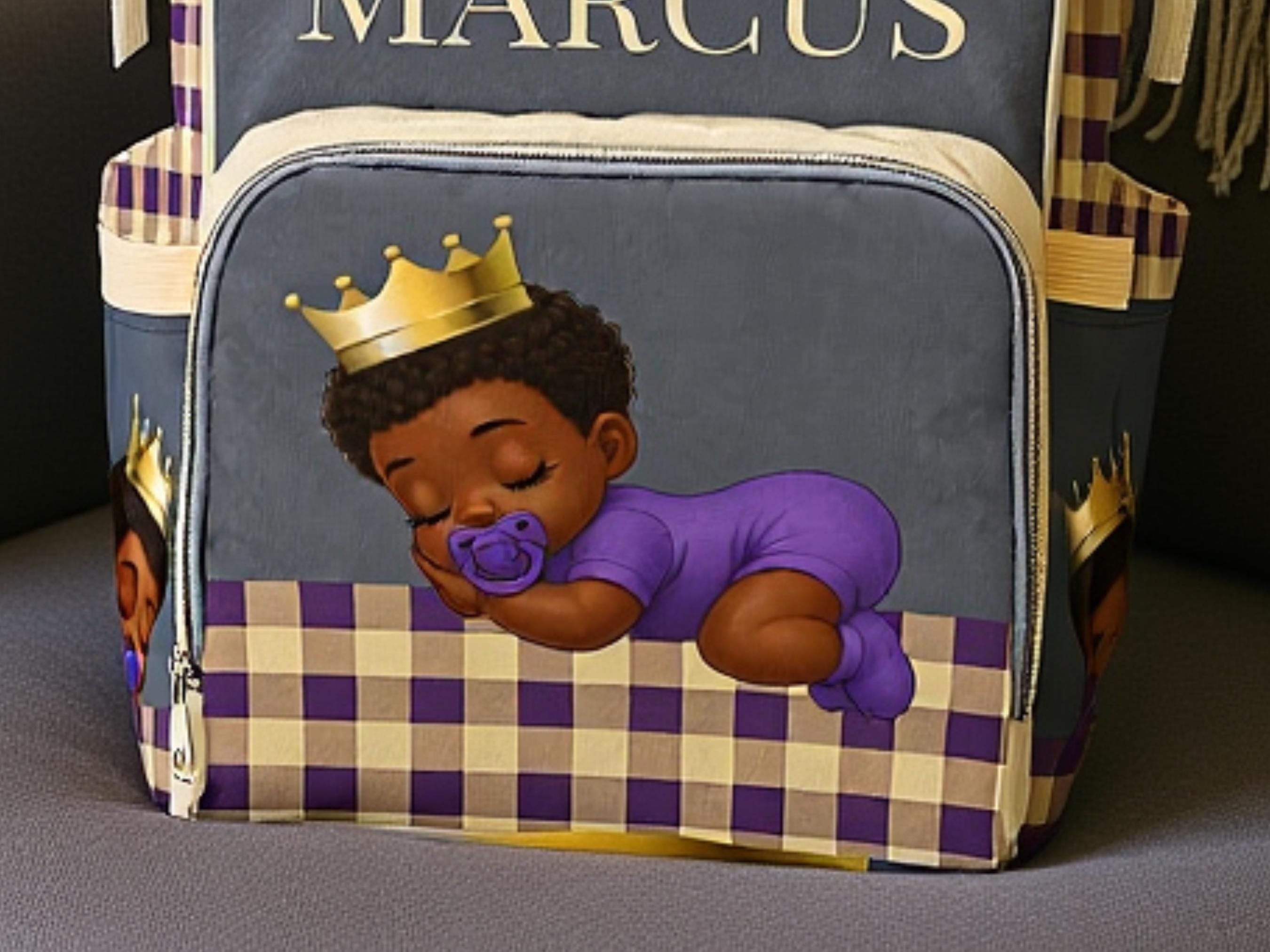 African American Boy Diaper Bag Custom Baby Shower Gift Diaper Backpack ...