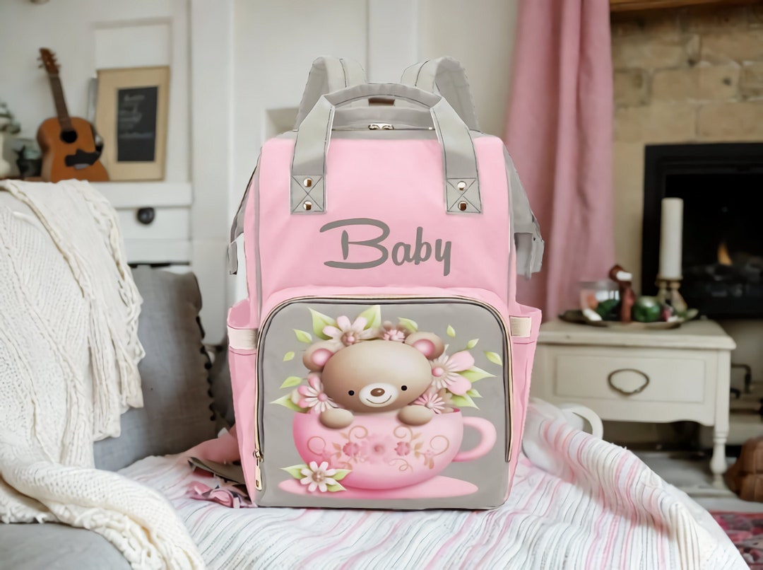 Diaper Bag Teddy Bear Pink Diaper Backpack Bag Girl Diaper Bag ...