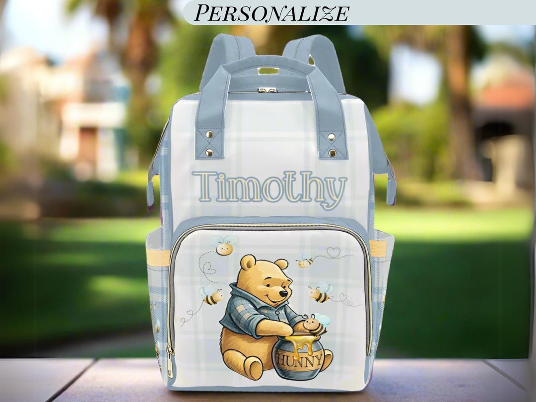 Boy Diaper Bag Winnie the Pooh Personalized Diaper Bag Plaid Custom ...
