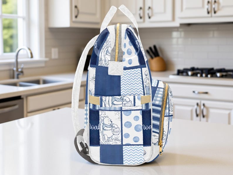 Baby Bag Winnie the Pooh Blue Boy Toile Plaid Personalized Custom ...