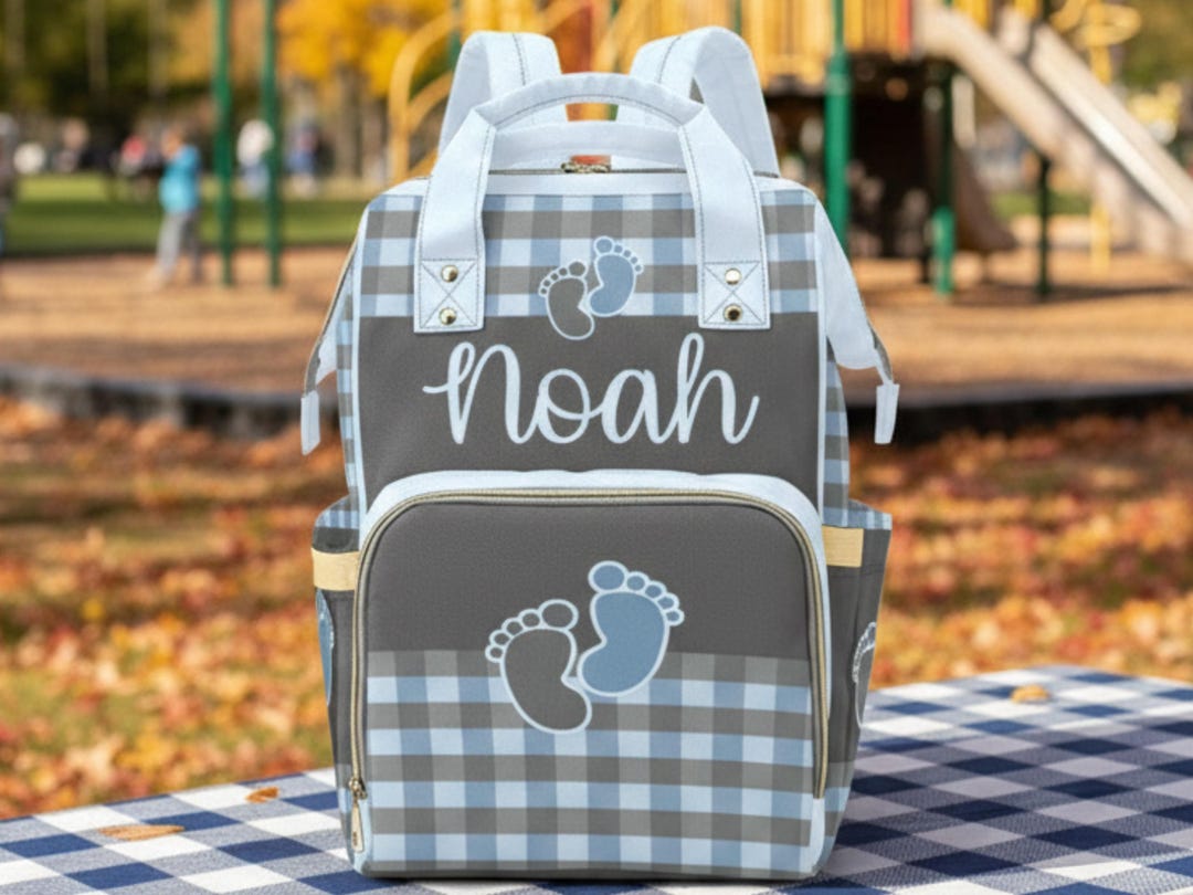 Custom Baby Name Boy Diaper Bag Baby Shower Gift Blue Diaper Bag ...