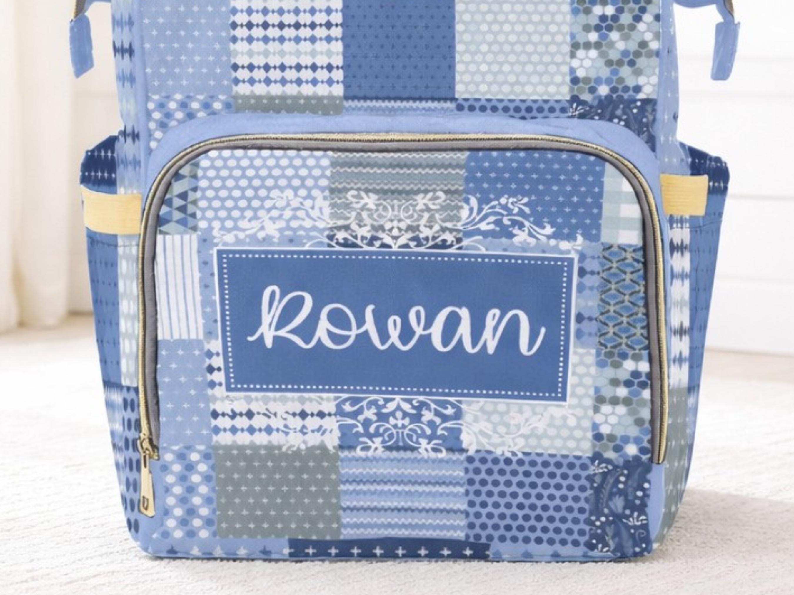 Boy Diaper Bag Backpack Personalized Custom Blue Patchwork Waterproof ...