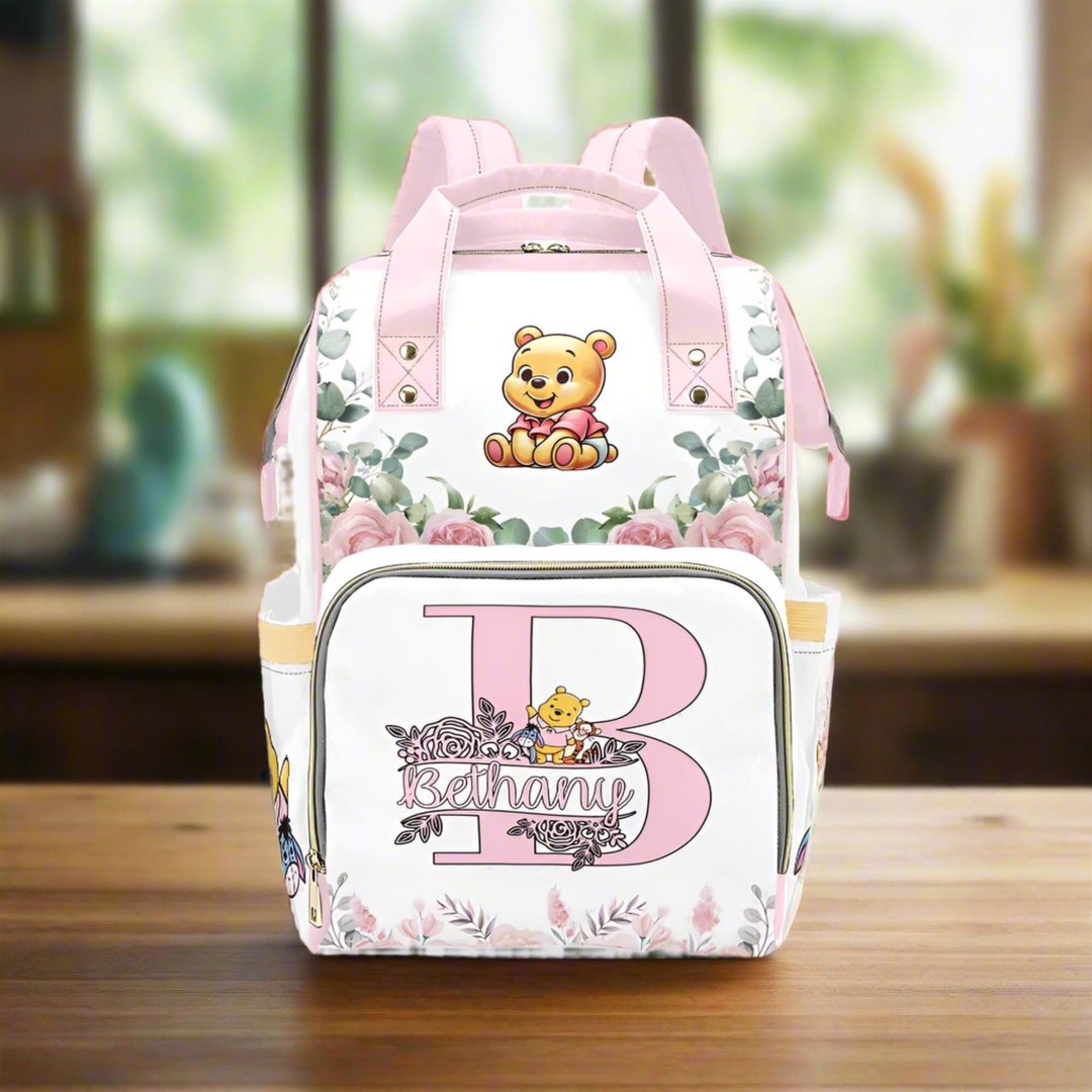 Girl Diaper Bag Personalized Baby Pooh Bear Pink Diaper Bag Backpack ...