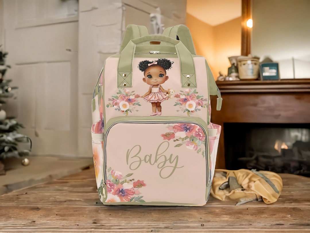 African American Baby Girl Diaper Backpack Cute Multifunction ...