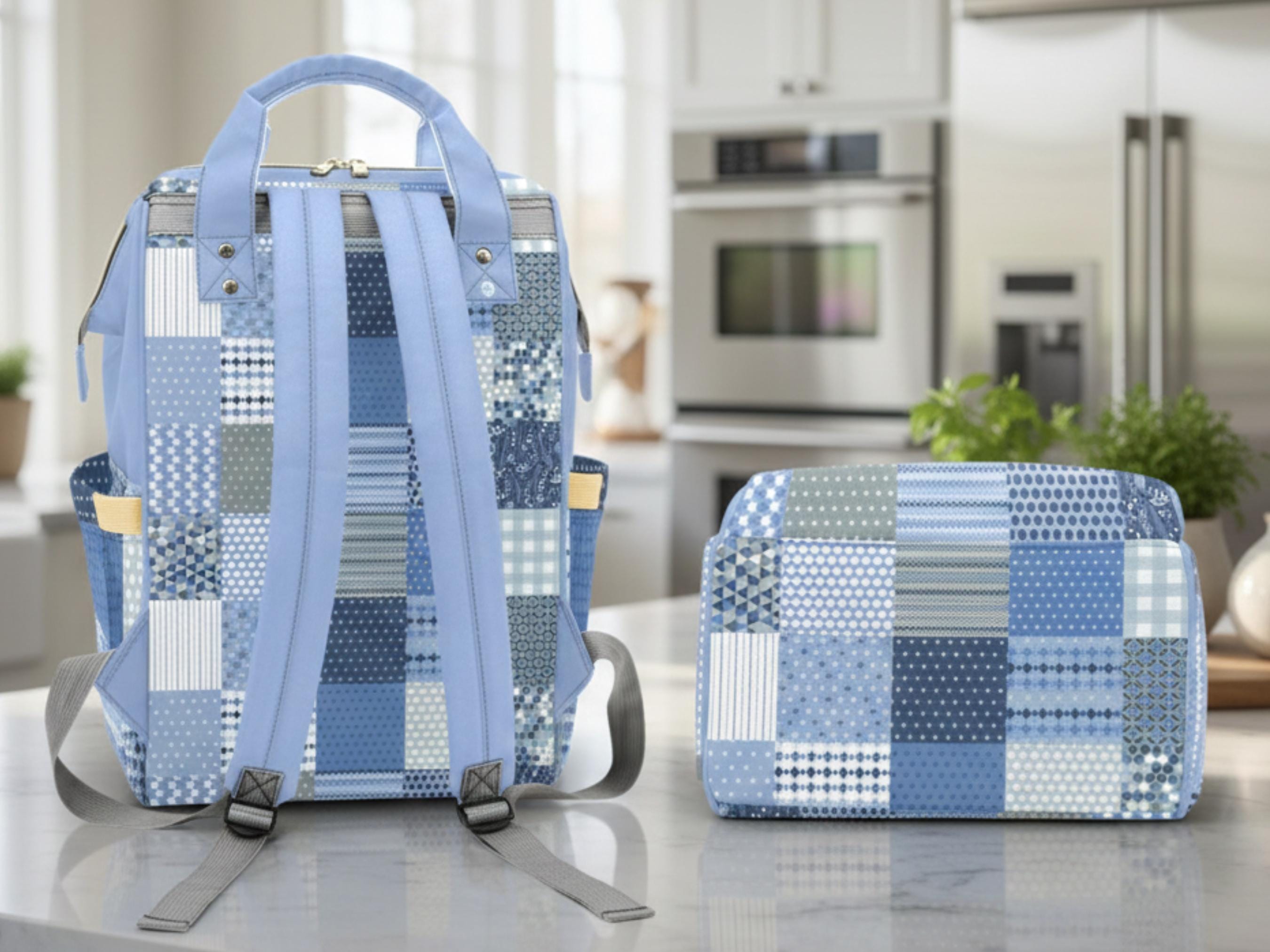 Boy Diaper Bag Backpack Personalized Custom Blue Patchwork Waterproof ...