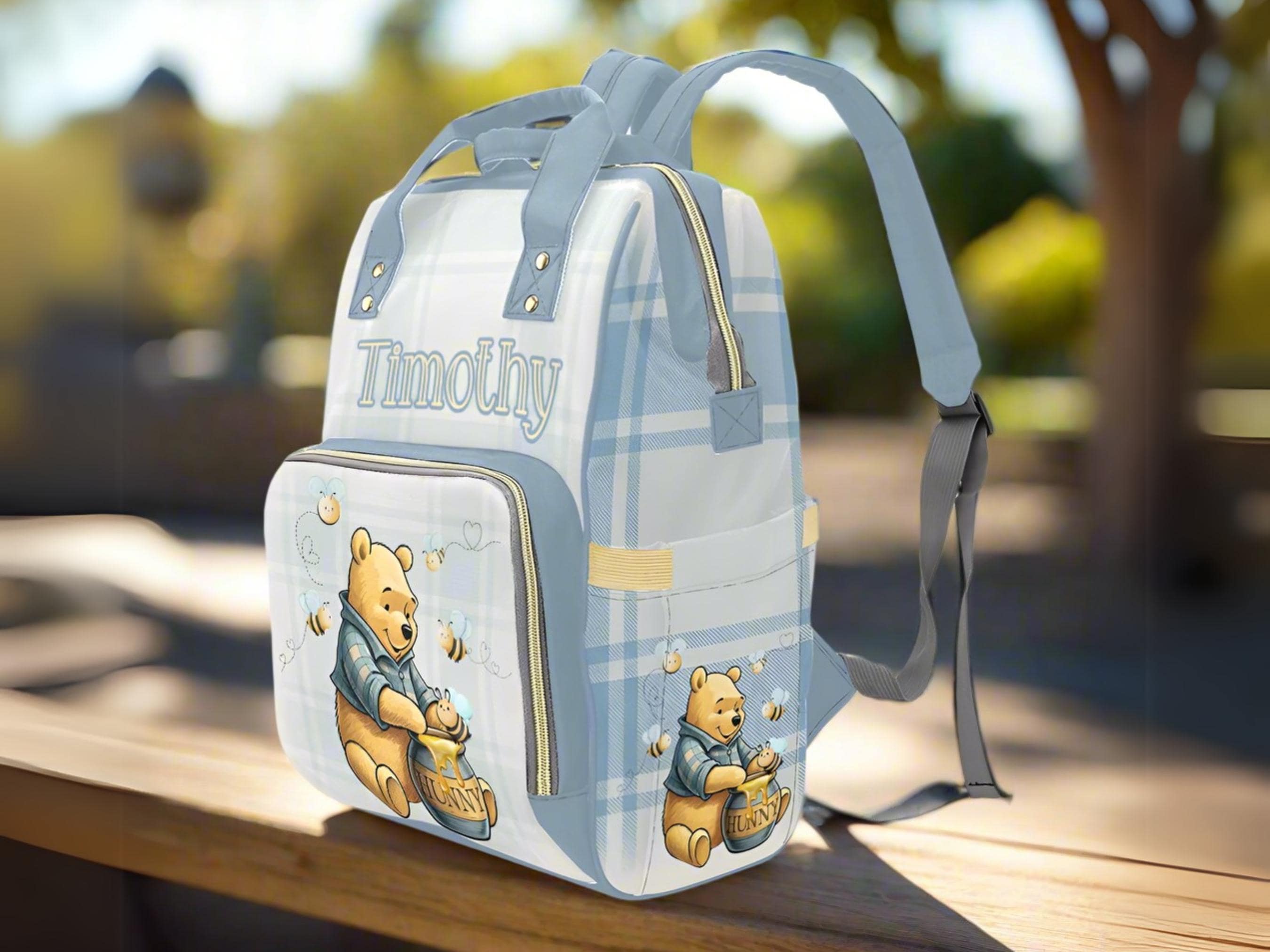Boy Diaper Bag Winnie the Pooh Personalized Diaper Bag Plaid Custom ...
