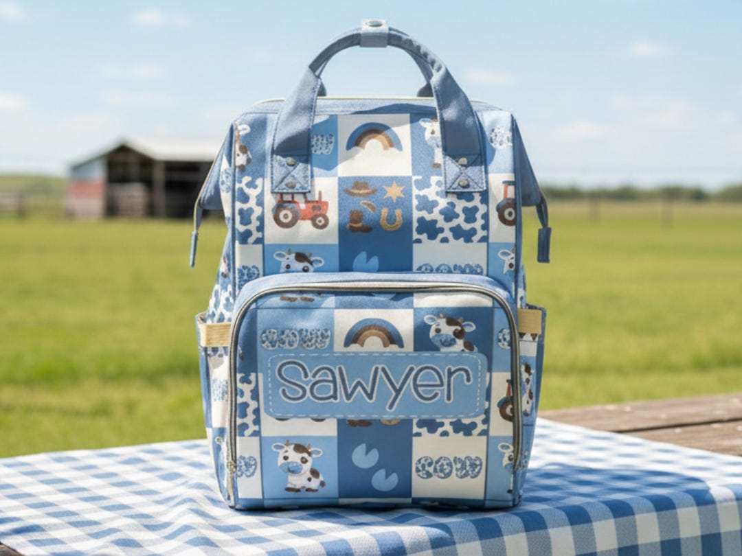 Boy Diaper Bag Western Personalized Backpack Custom Diaper Bag Cow Baby ...