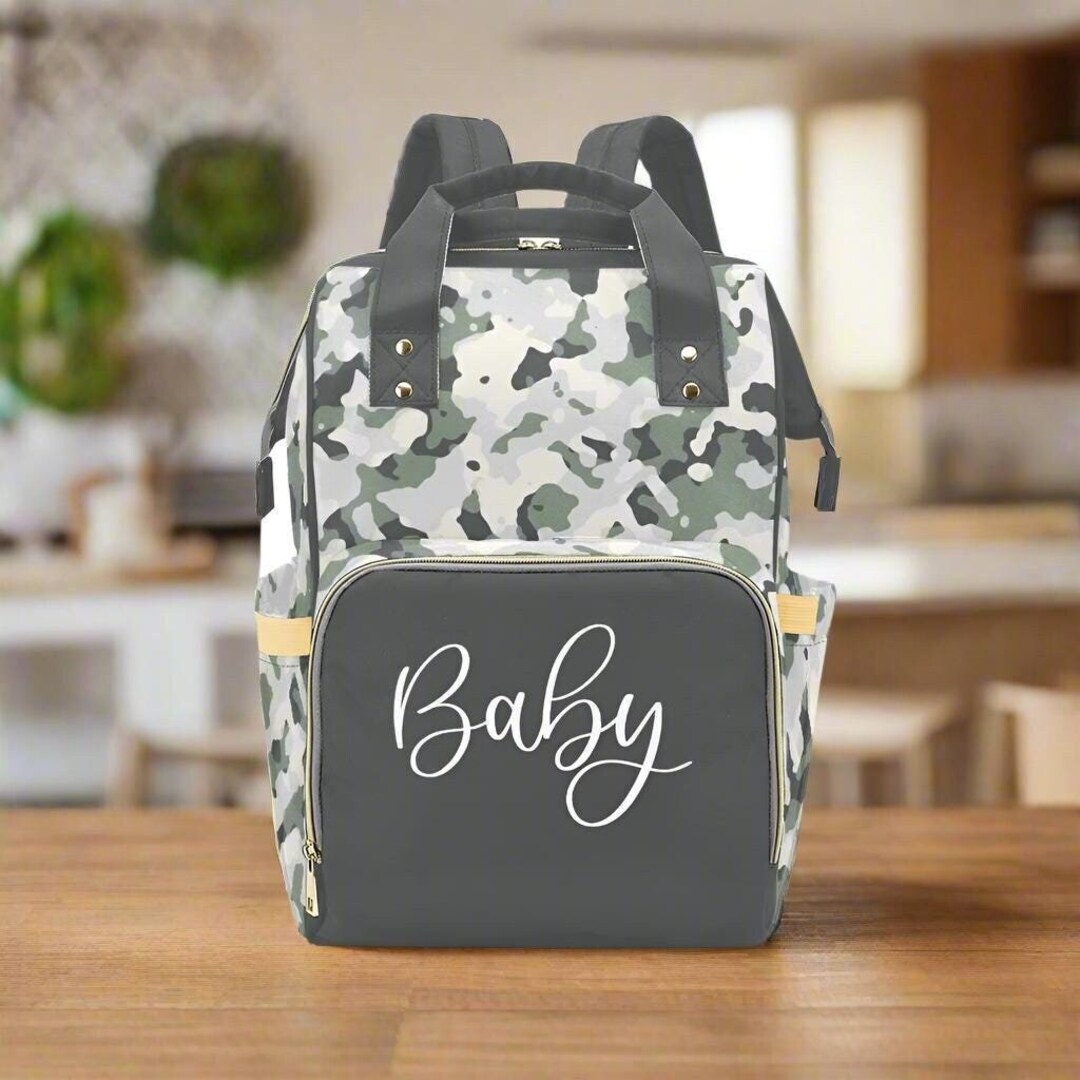 Personalized Diaper Bag for Boy Desert Green Camouflage Diaper Backpack ...
