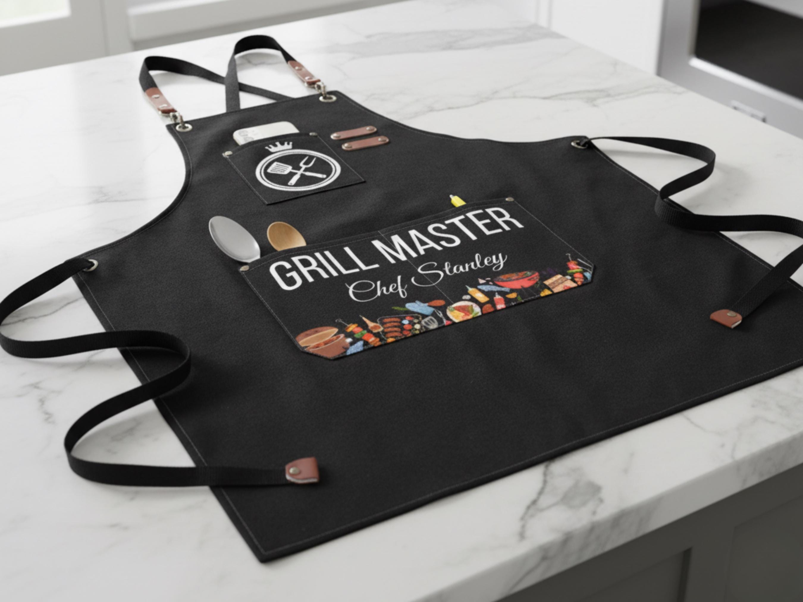 Custom Apron for Men Personalized Grill Master Apron for Dad Custom BBQ ...