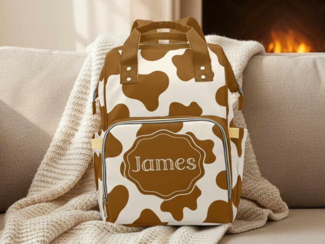 Boy Baby Bag Custom Boy Baby Name Personalized Diaper Backpack Bag Cow ...