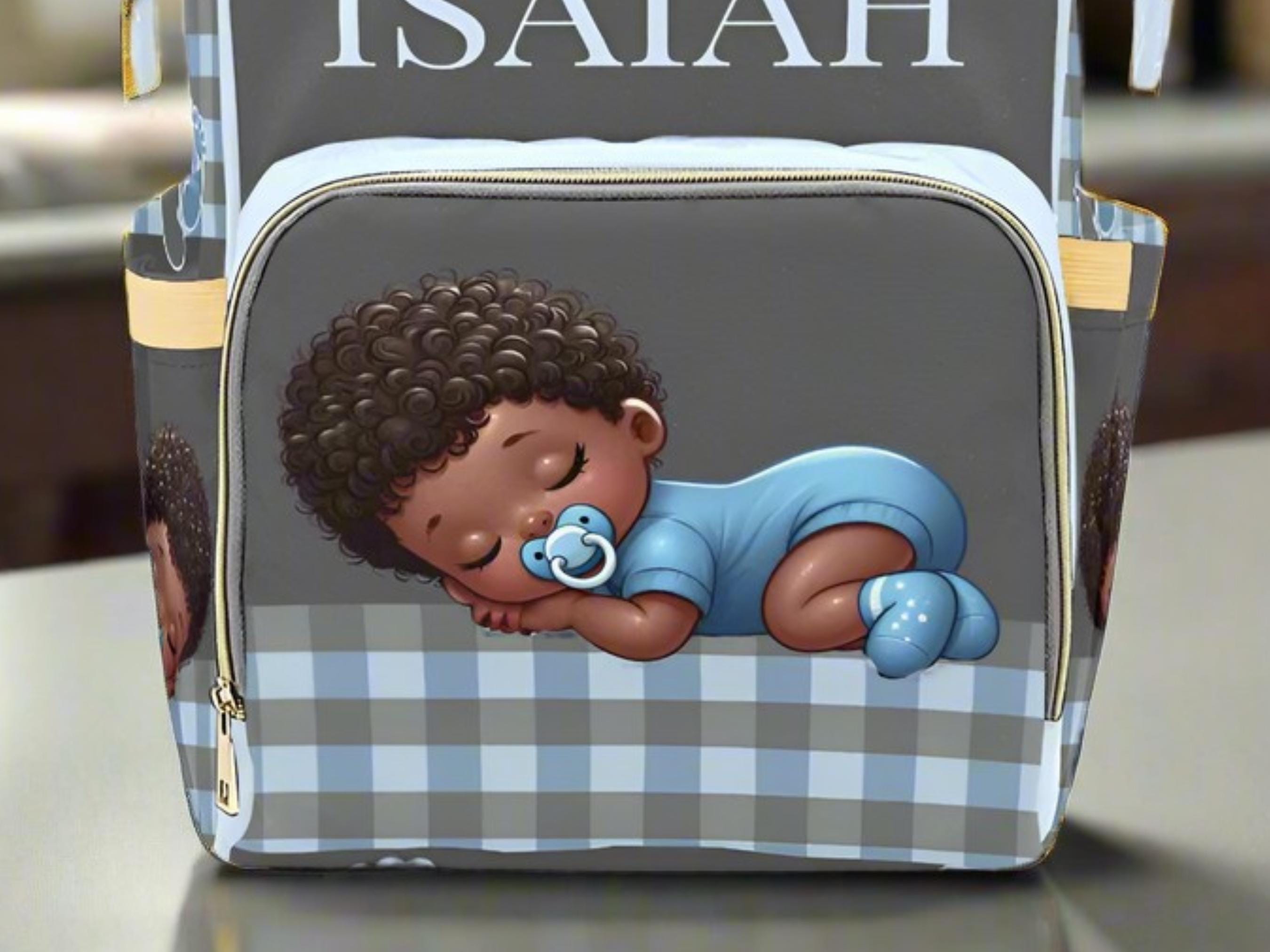 Black Baby Boy Custom Diaper Bag Baby Shower Gift Blue Diaper Bag ...