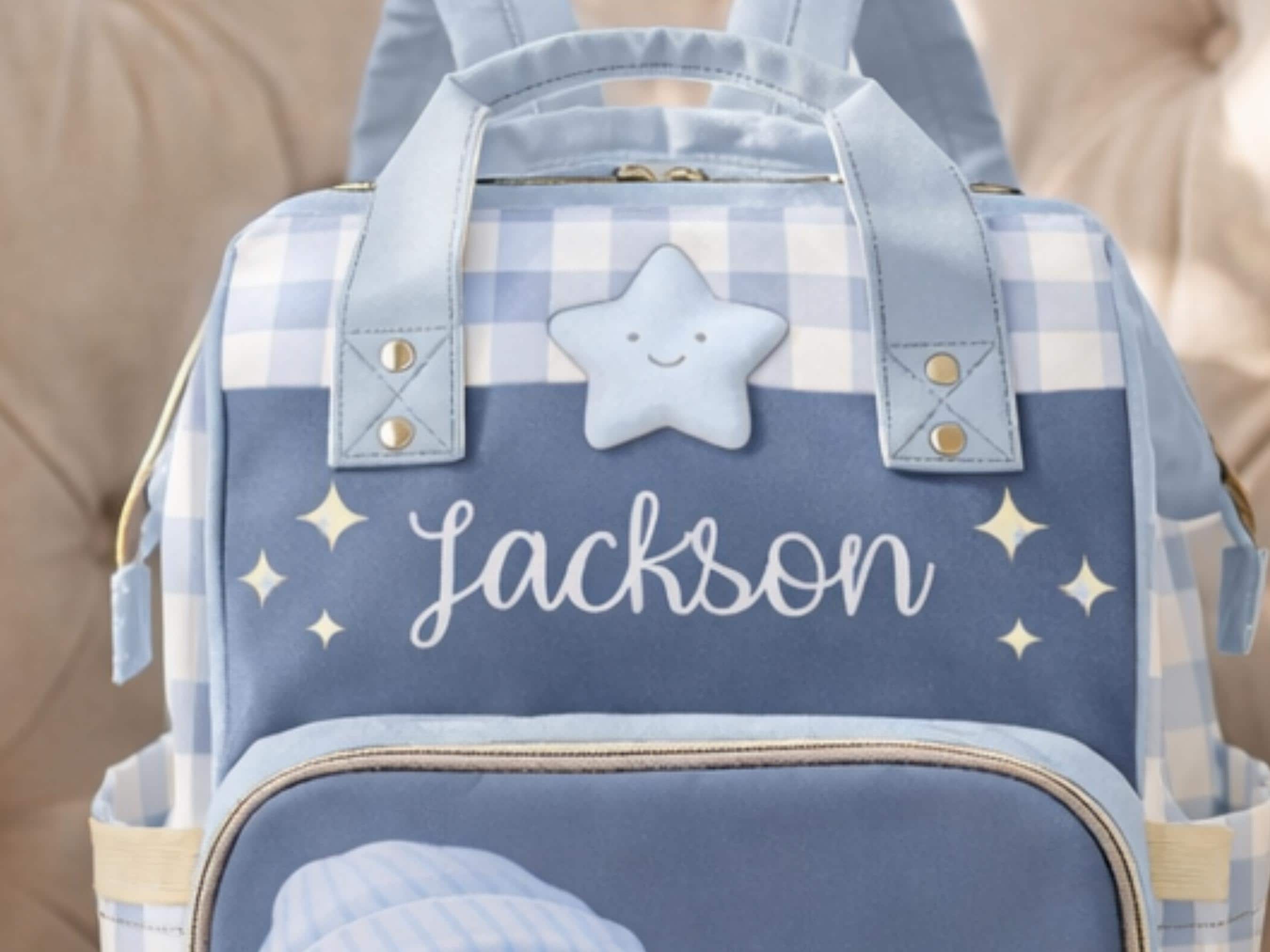 Boy Diaper Bag Backpack Custom Baby Name Black Baby Boy Baby Shower ...